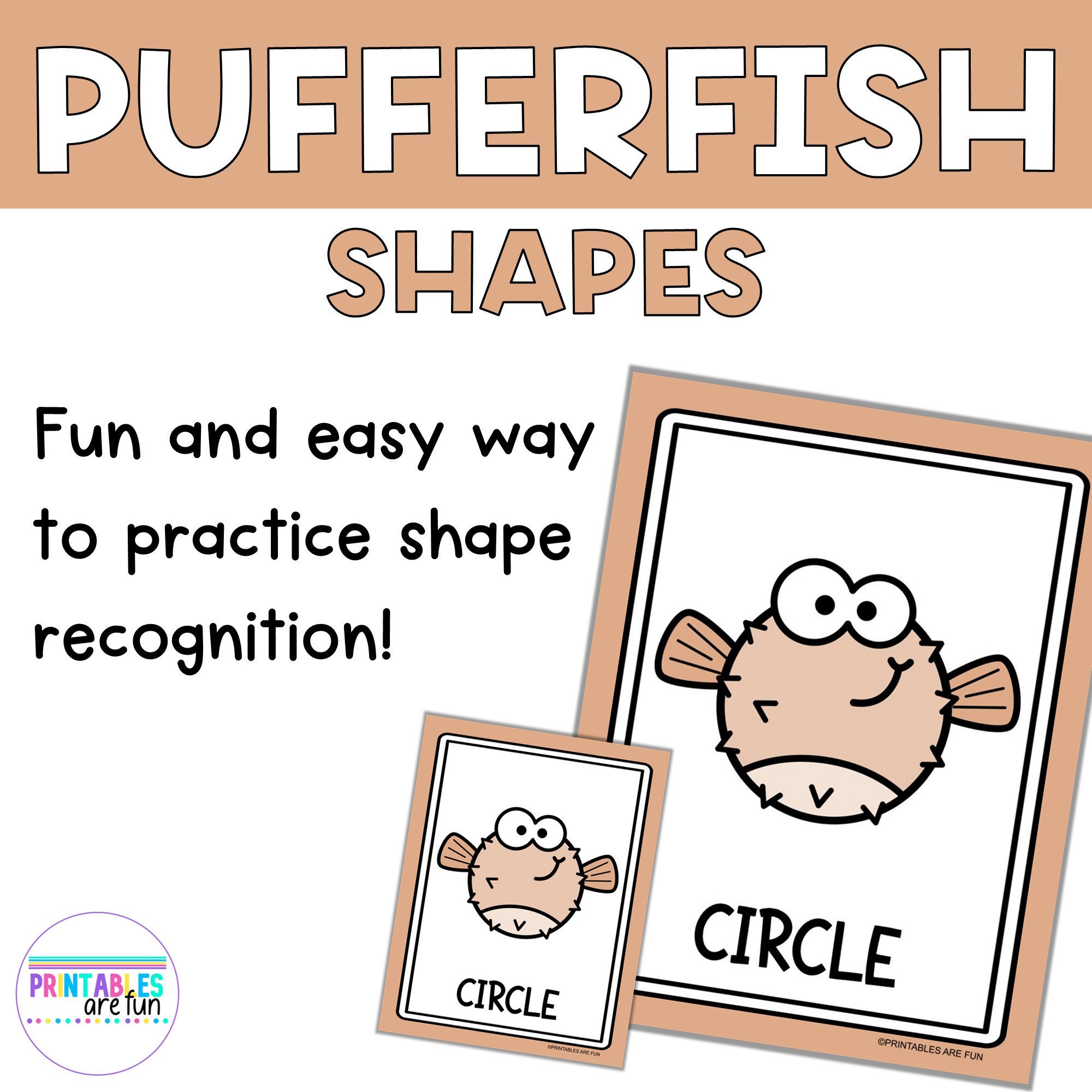 Pufferfish 2D Shape Posters and Flash Cards Printable Math Activity for ...