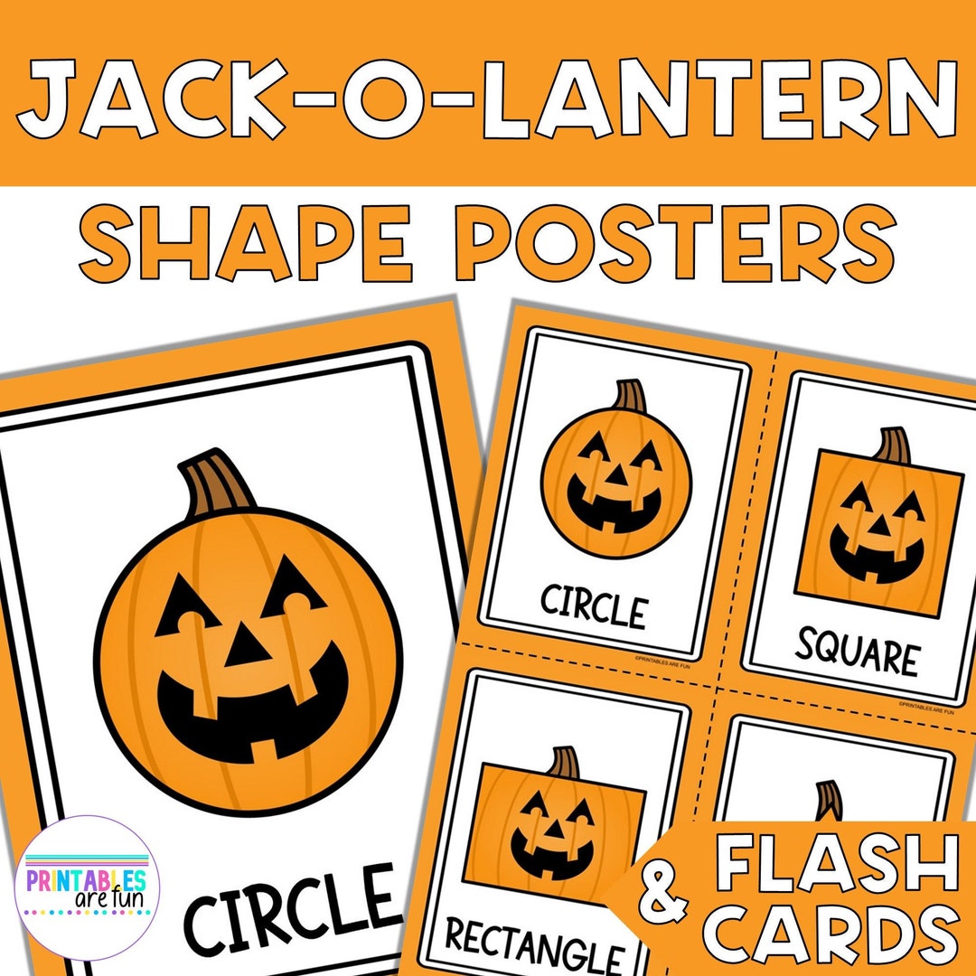 Halloween Jack-o-lantern 2D Shape Posters and Flash Cards | Printable ...