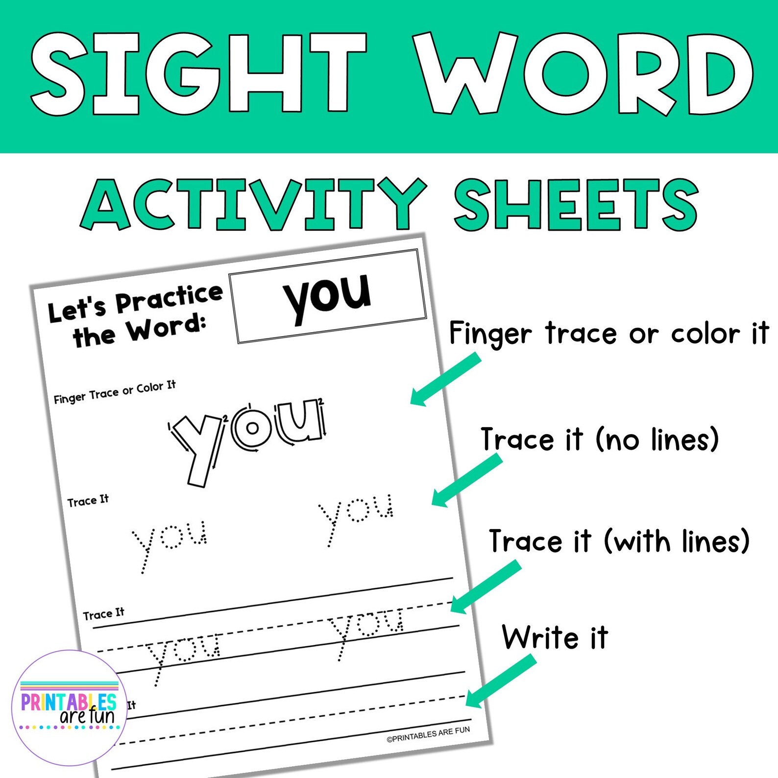 Kindergarten Sight Word Activity Sheets | Fry First 100 | High ...