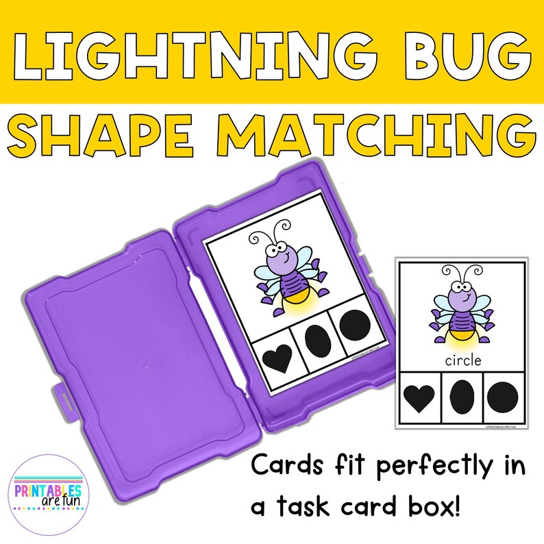 Lightning Bug 2D Shape Matching Clip Cards | Printable Math Activity ...