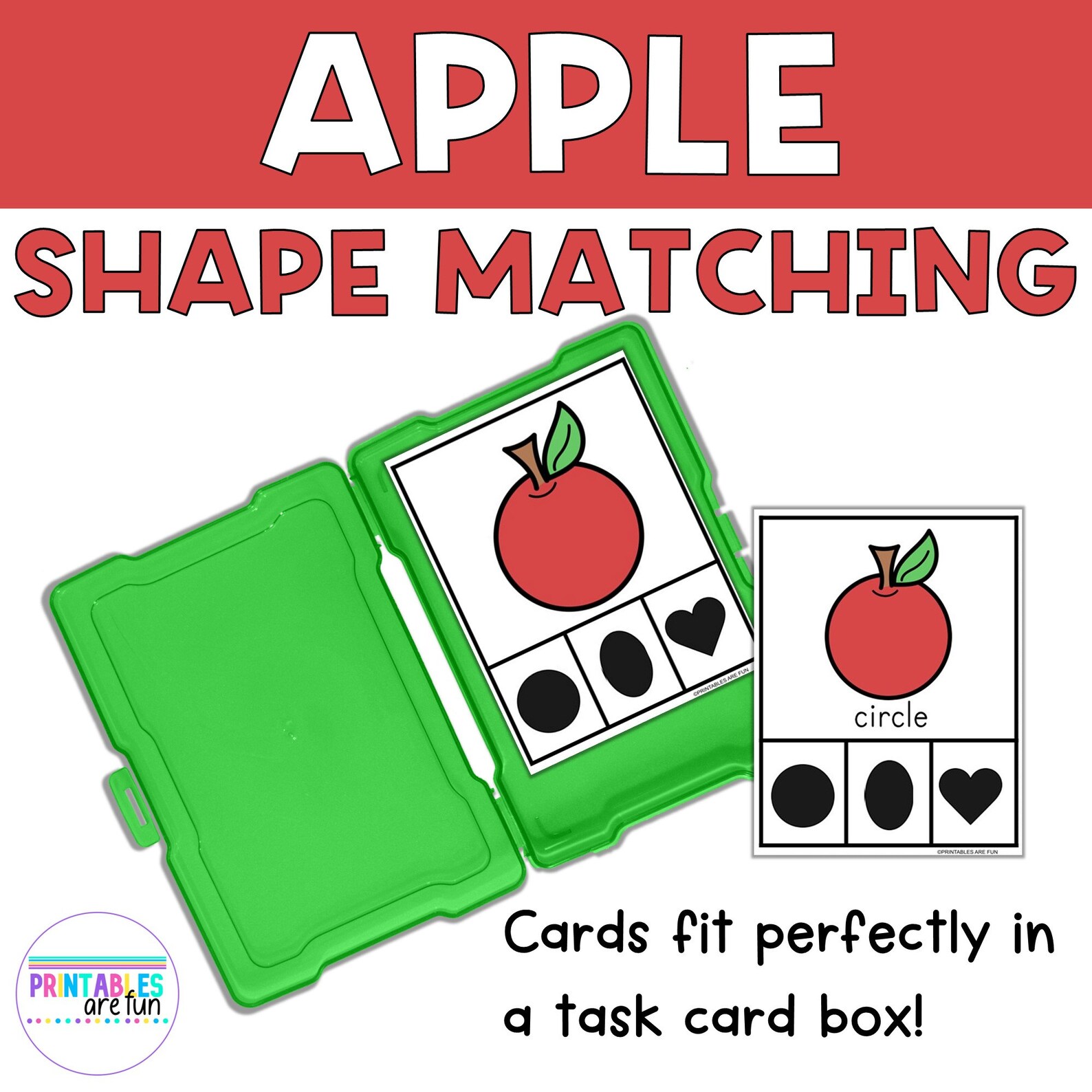 Fall Apple 2D Shape Matching Clip Cards | Printable Math Activity for ...