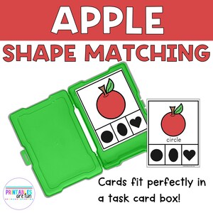 Fall Apple 2D Shape Matching Clip Cards | Printable Math Activity for ...