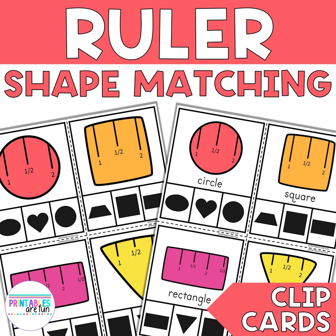 School Ruler 2D Shape Matching Clip Cards | Printable Math Activity for ...