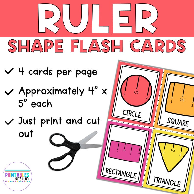 School Ruler 2D Shape Posters and Flash Cards | Printable Math Activity ...