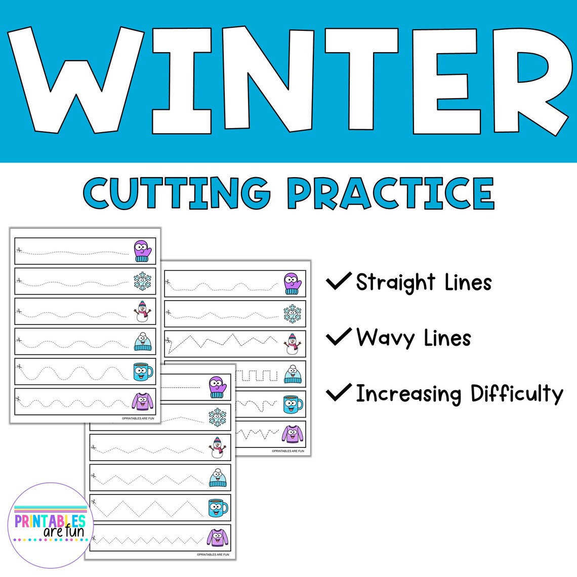 Winter Cutting Practice | Fine Motor Scissor Skills for Preschool - Etsy