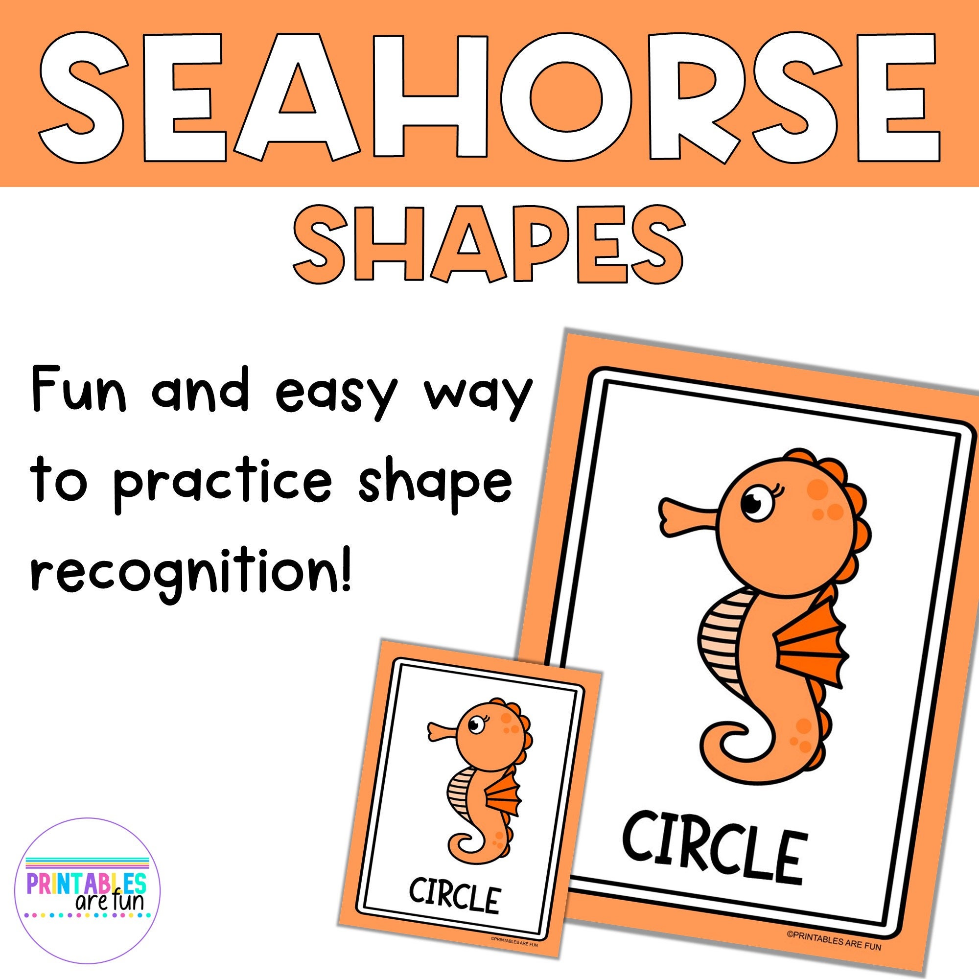 Seahorse 2D Shape Posters and Flash Cards | Printable Math Activity for ...