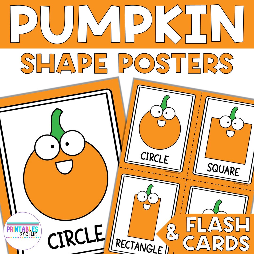 Fall Pumpkin 2D Shape Posters and Flash Cards | Printable Math Activity ...