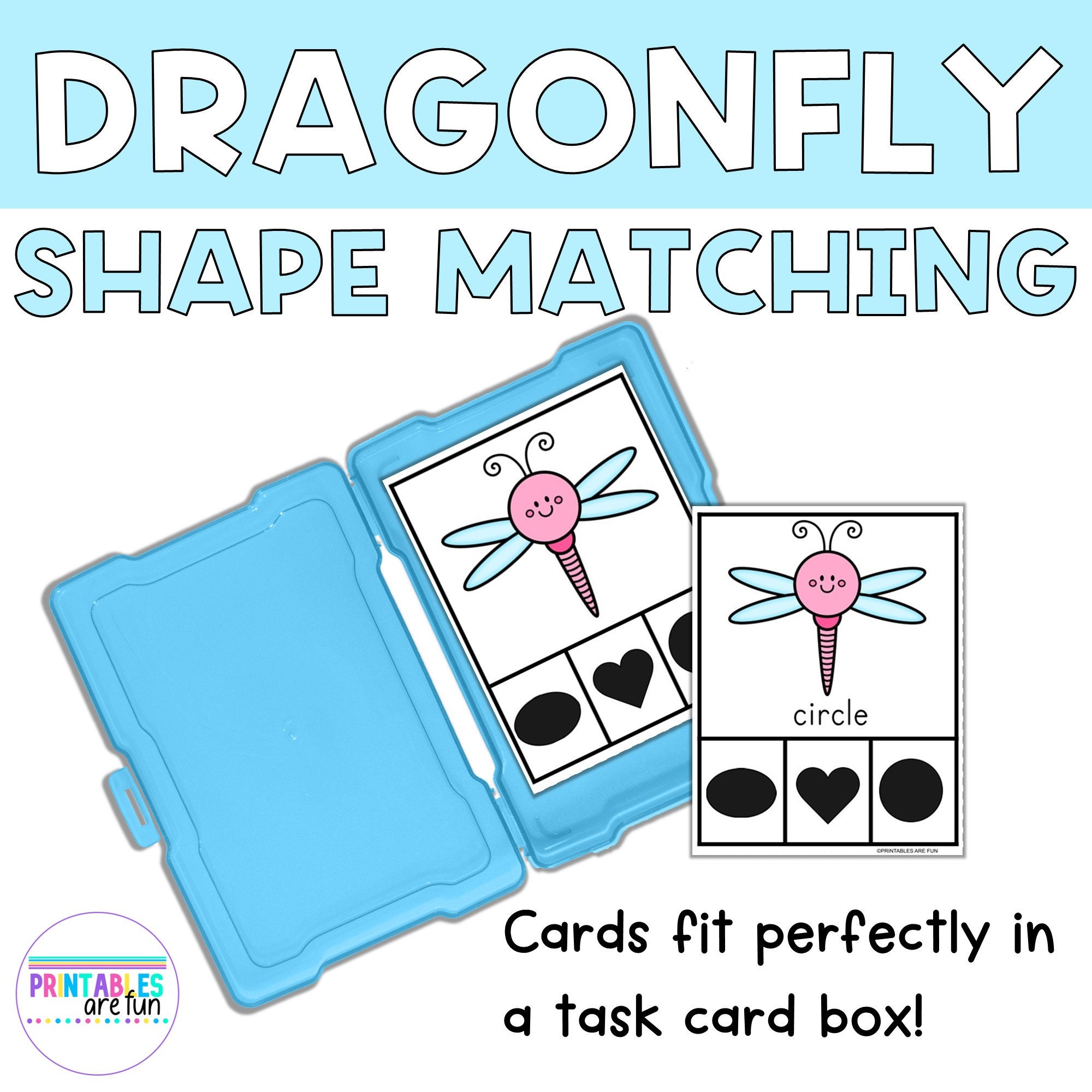 Dragonfly 2D Shape Matching Clip Cards Printable Math Activity for ...