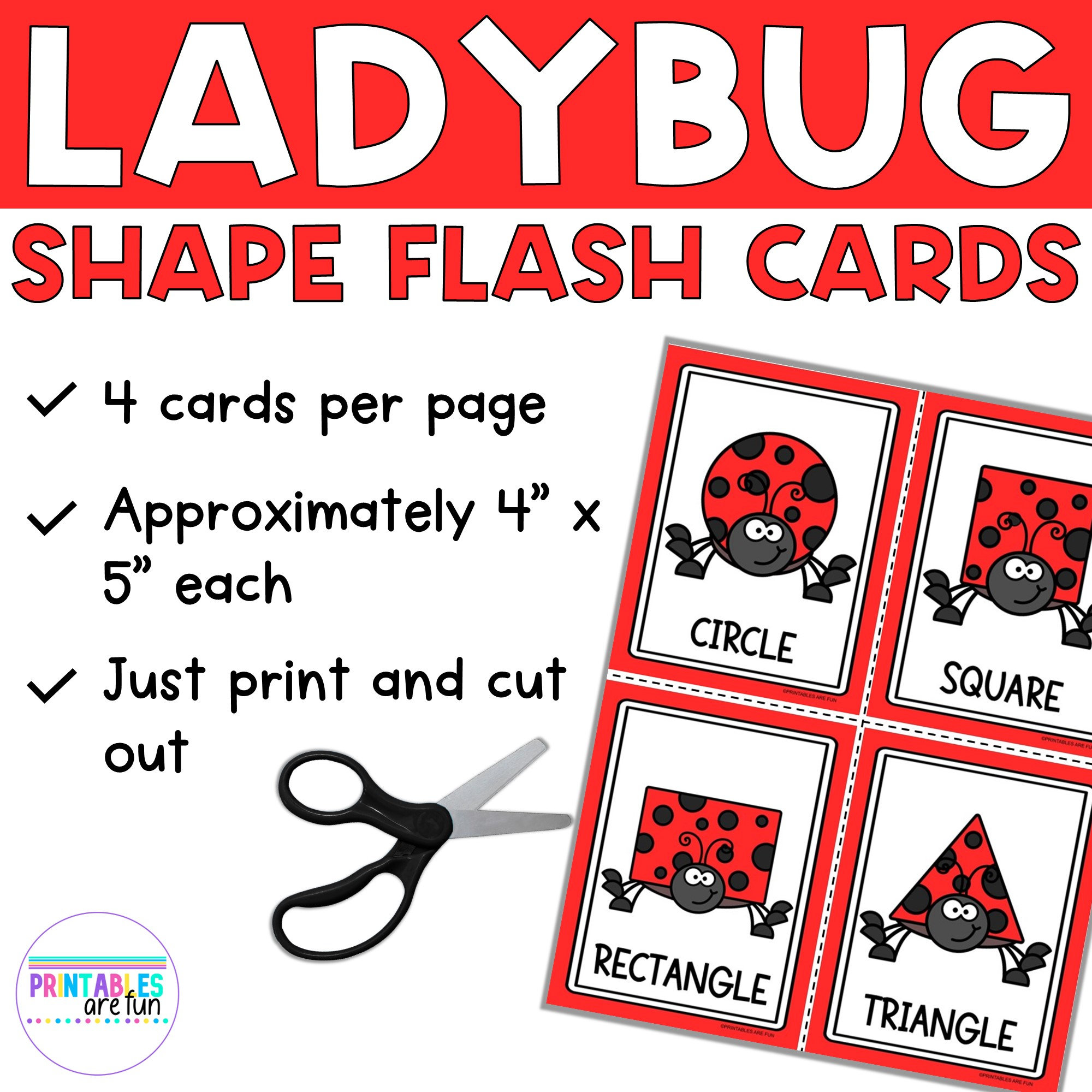 Ladybug 2D Shape Posters and Flash Cards | Printable Math Activity for ...