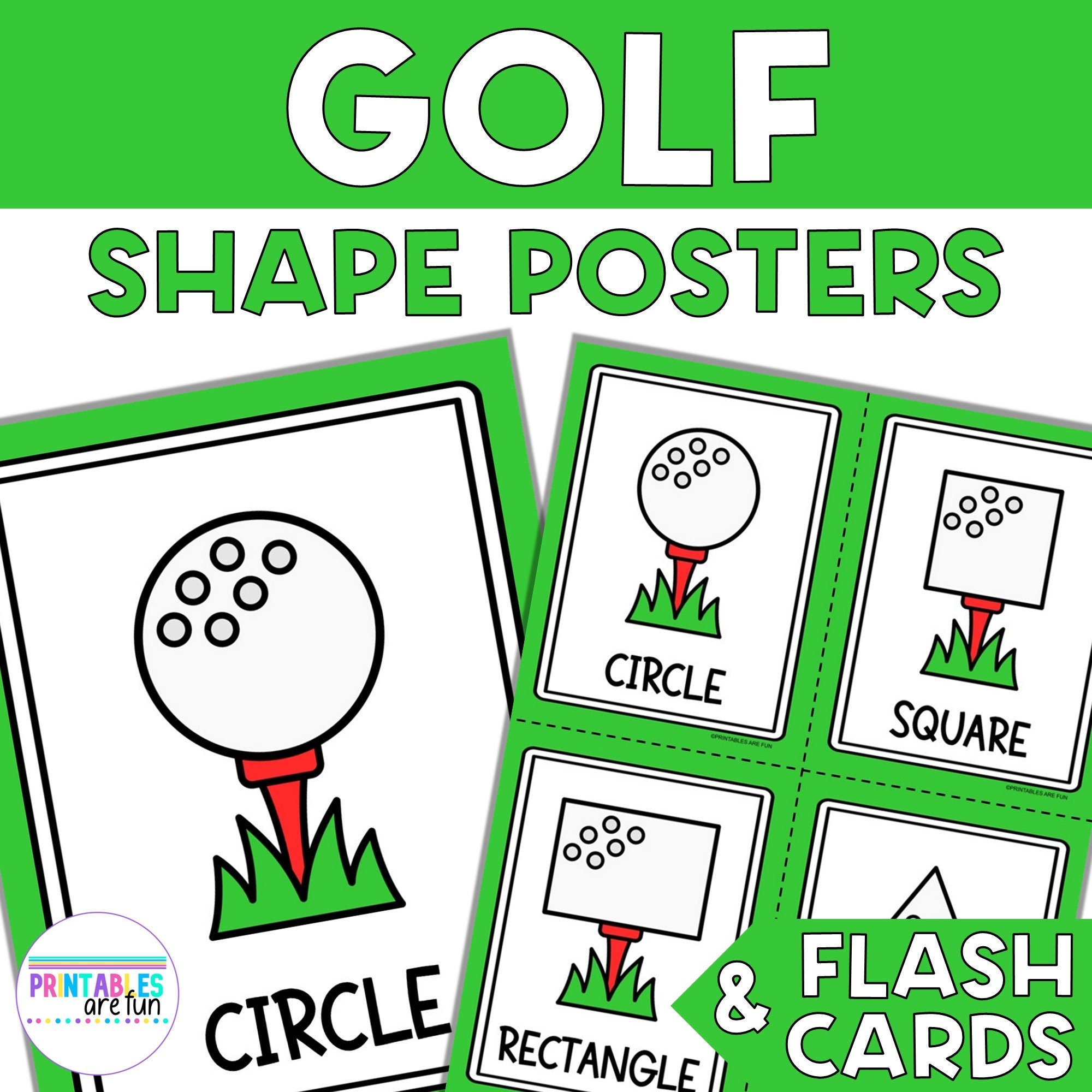 Golf 2D Shape Posters and Flash Cards | Printable Math Activity for ...