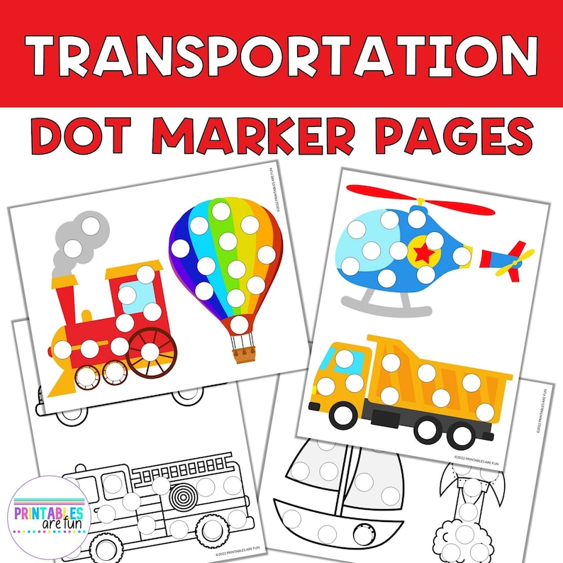 Transportation Do A Dot Printable | Dot Marker Pages for Kids | Fine ...
