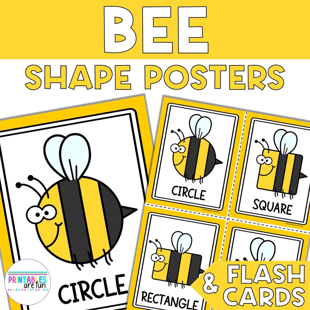 Bee 2D Shape Posters and Flash Cards | Printable Math Activity for ...