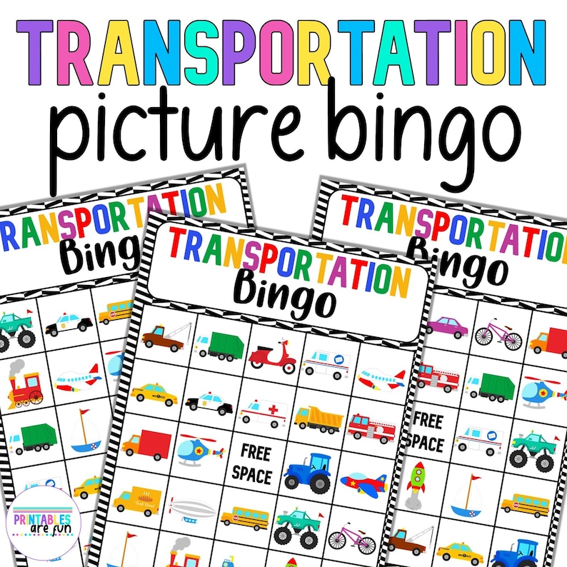 Transportation Bingo Game for Kids Printable Games Picture - Etsy