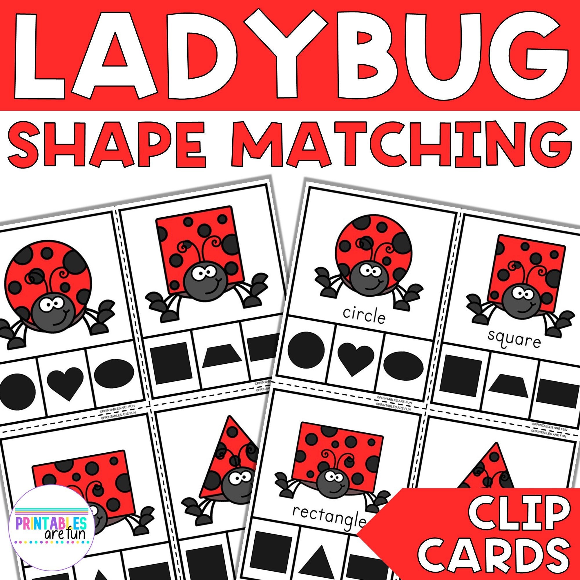 Ladybug 2D Shape Matching Clip Cards | Printable Math Activity for ...