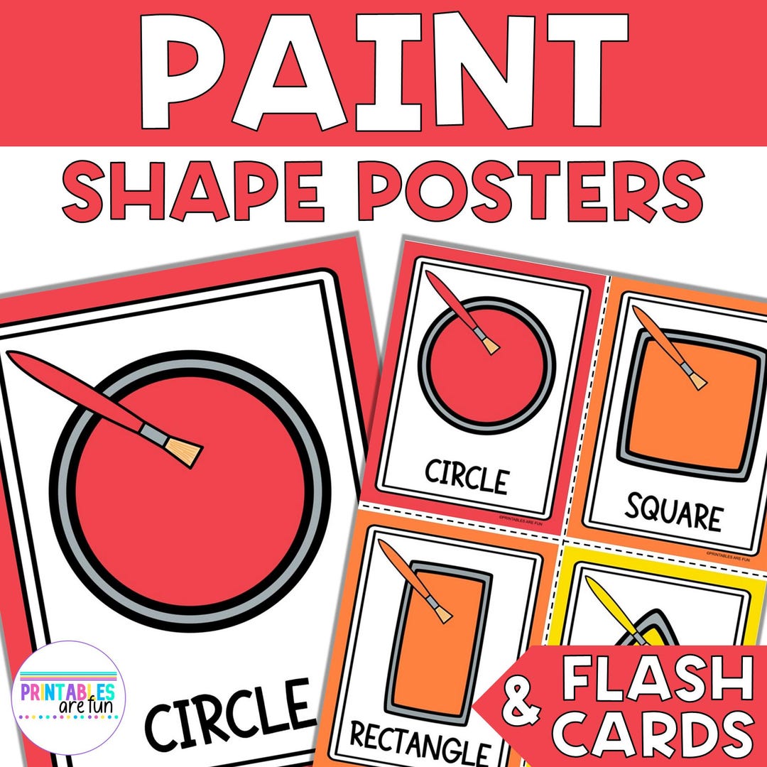 School Paint 2D Shape Posters and Flash Cards | Printable Math Activity ...