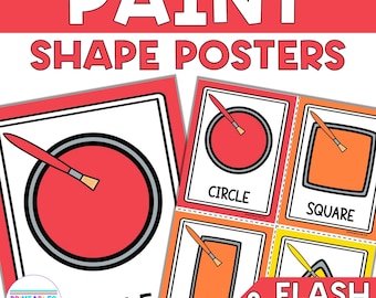 School Paint 2D Shape Posters and Flash Cards | Printable Math Activity ...