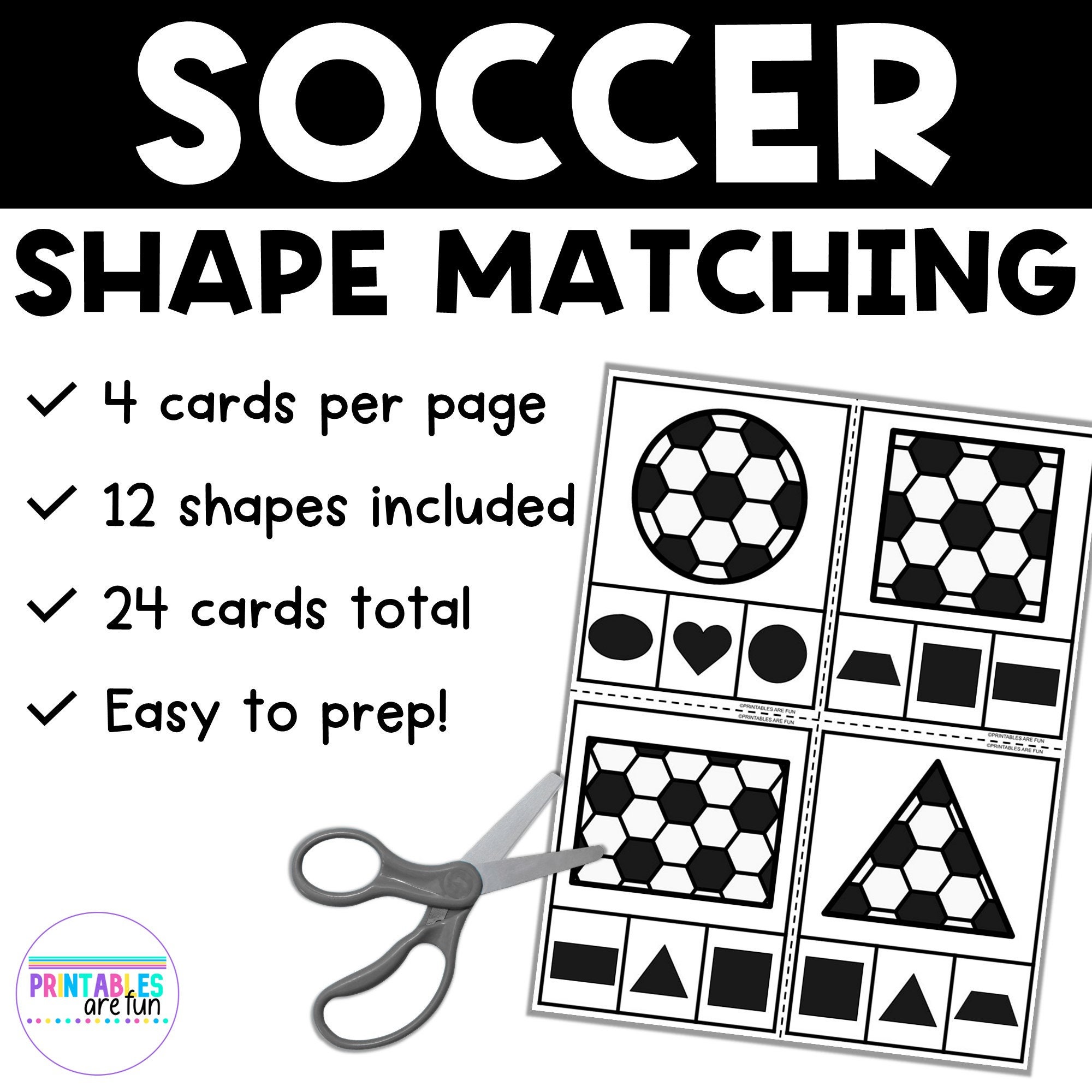 Soccer 2D Shape Matching Clip Cards | Printable Math Activity for ...