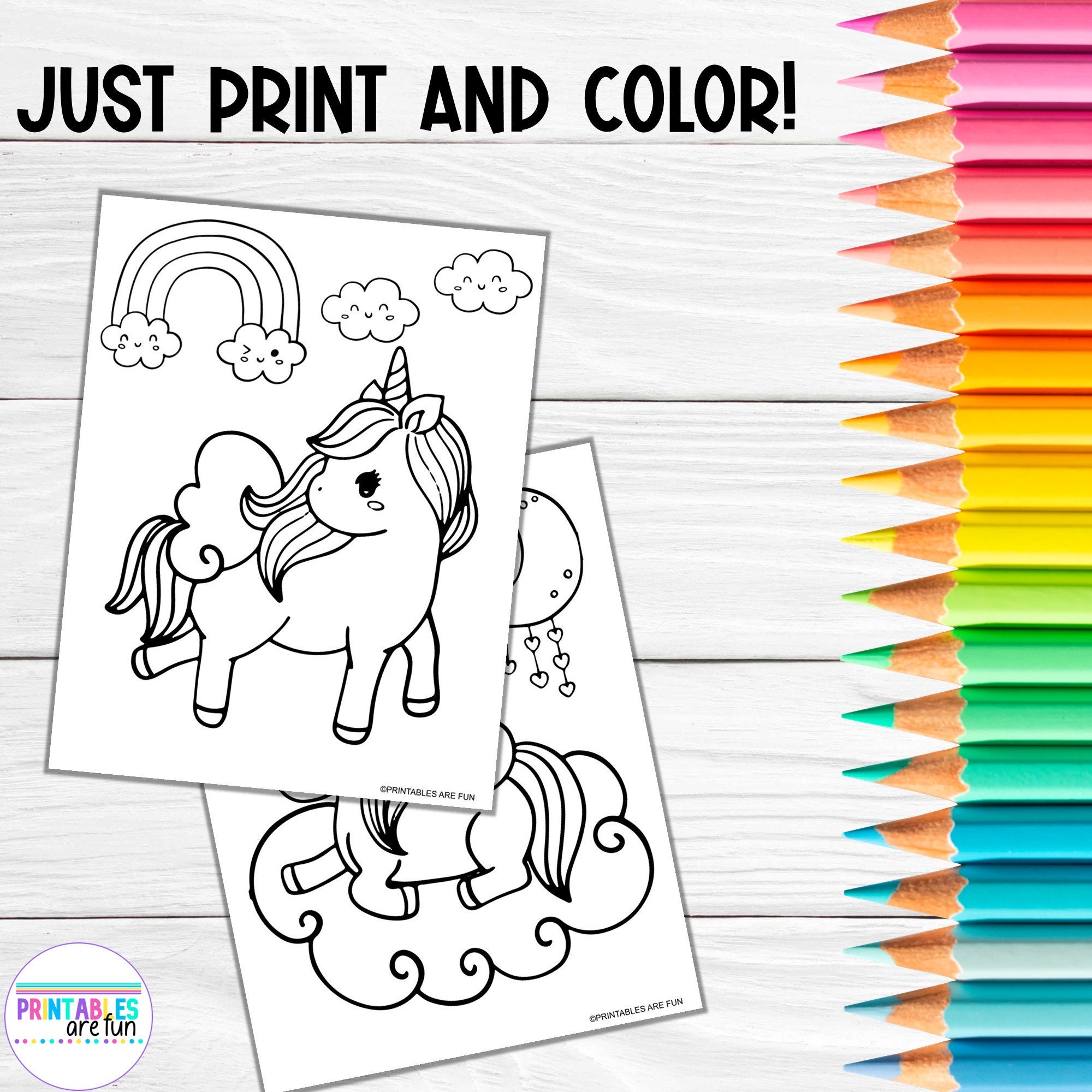 Unicorn Coloring Pages for Kids | Fun Unicorn Party Activity | Instant ...