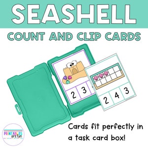 Summer Seashell Count and Clip Cards 1-10 Math Task Cards Printable ...
