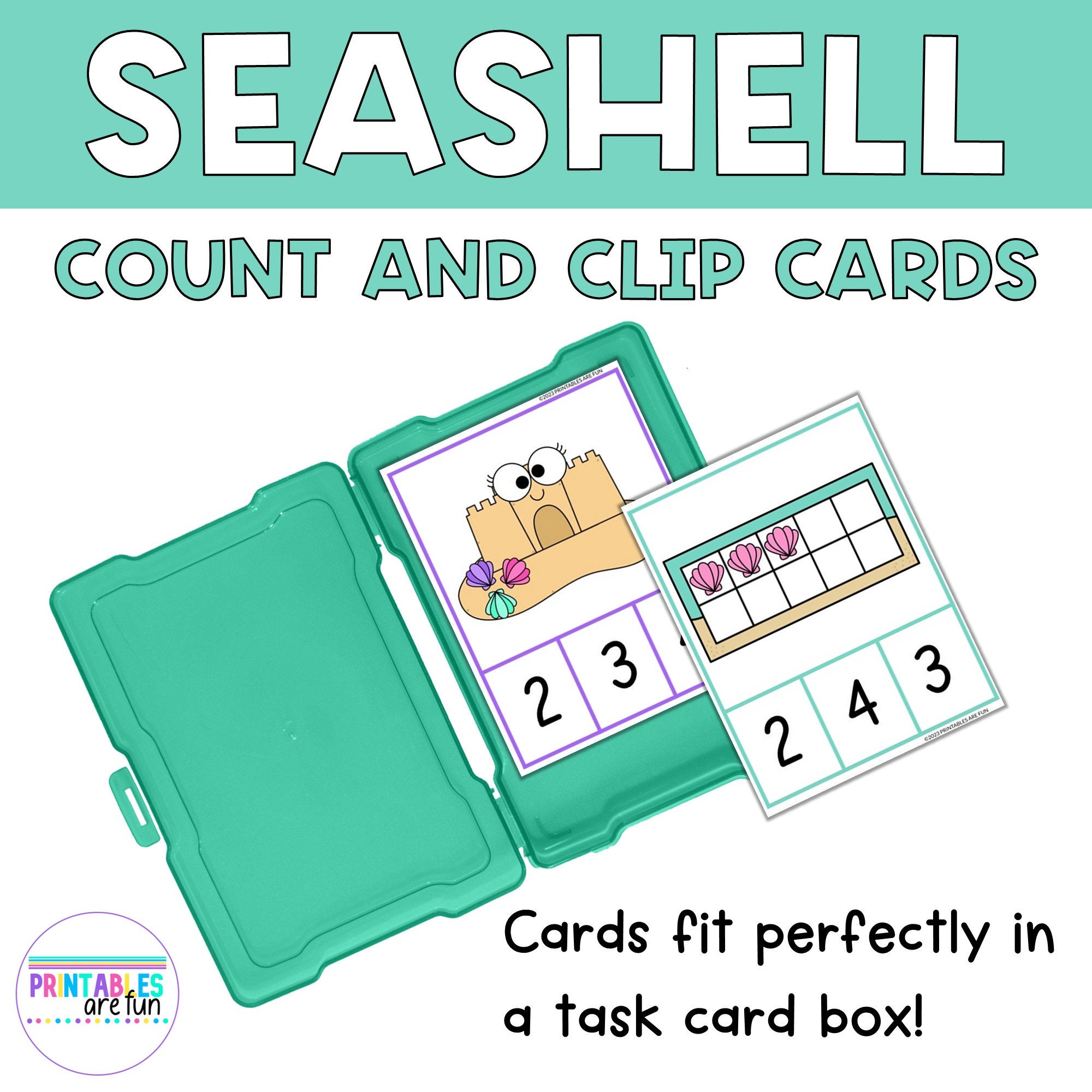 Summer Seashell Count and Clip Cards 1-10 | Math Task Cards | Printable ...