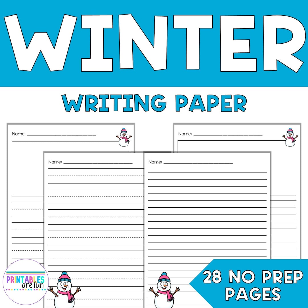 Winter Writing Paper for Kids | Printable Lined Paper | Story Writing ...