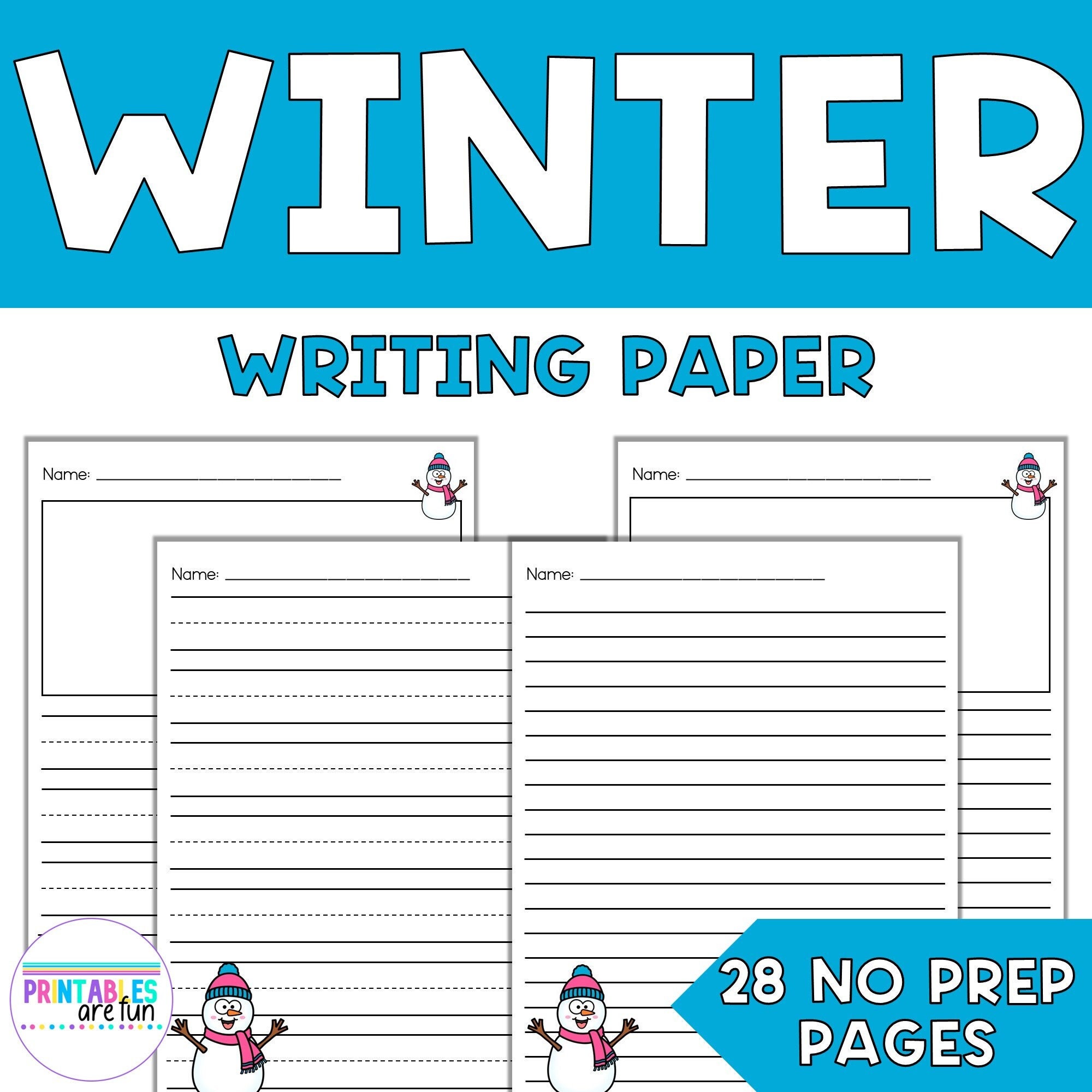 Winter Writing Paper for Kids | Printable Lined Paper | Story Writing ...