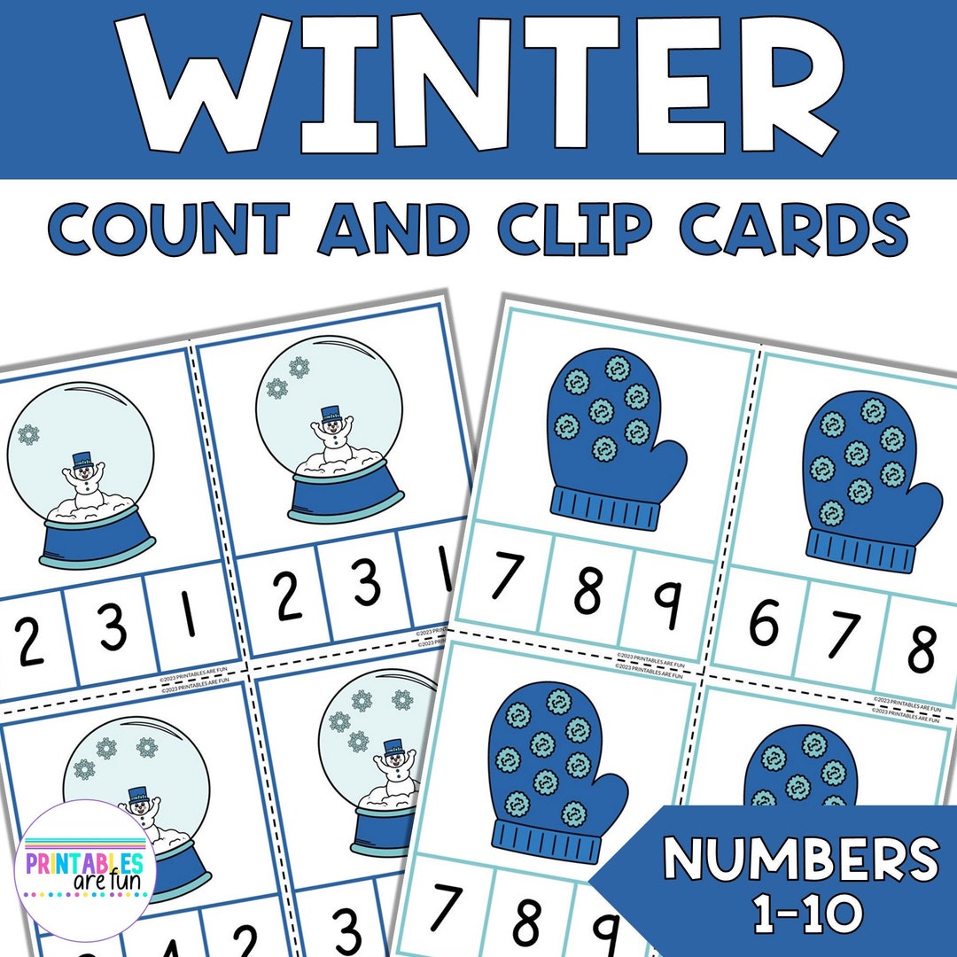 Winter Count and Clip Cards 1-10 | Math Task Cards | Printable Counting ...