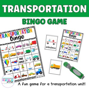 Transportation Bingo Game for Kids, Printable Games, Picture Bingo ...