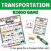 Transportation Bingo Game for Kids, Printable Games, Picture Bingo ...