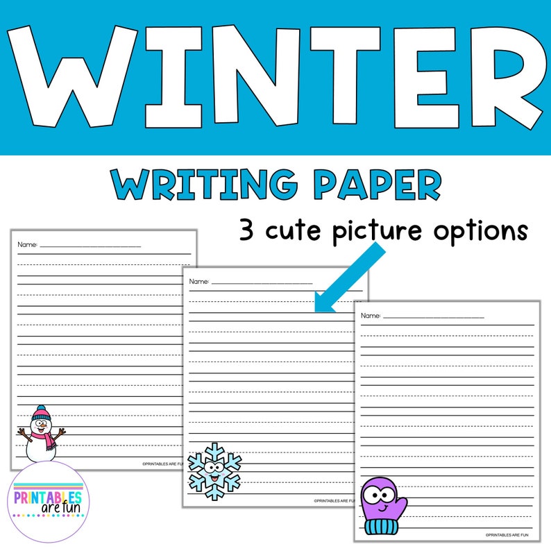 Winter Writing Paper for Kids | Printable Lined Paper | Story Writing ...