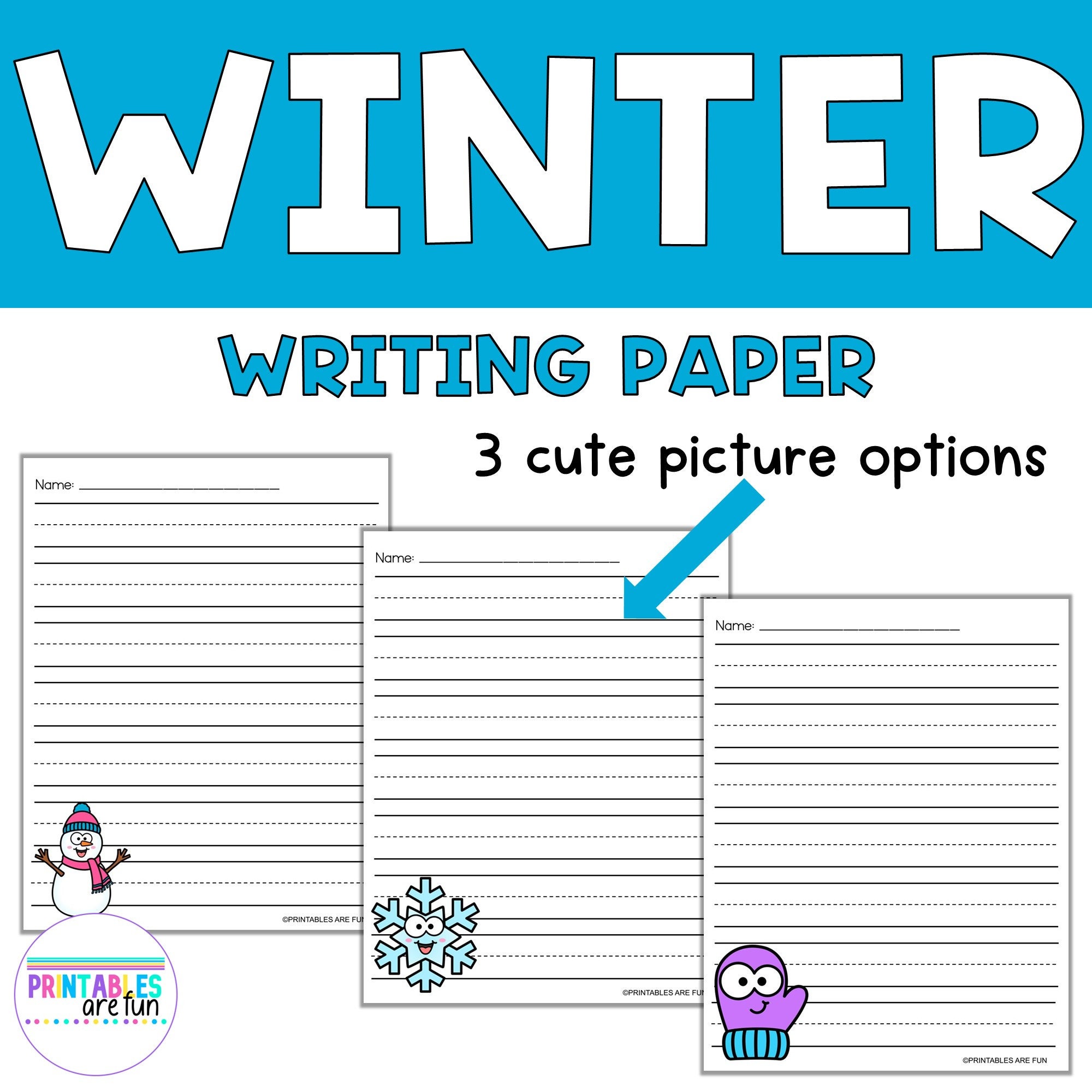 Winter Writing Paper for Kids | Printable Lined Paper | Story Writing ...
