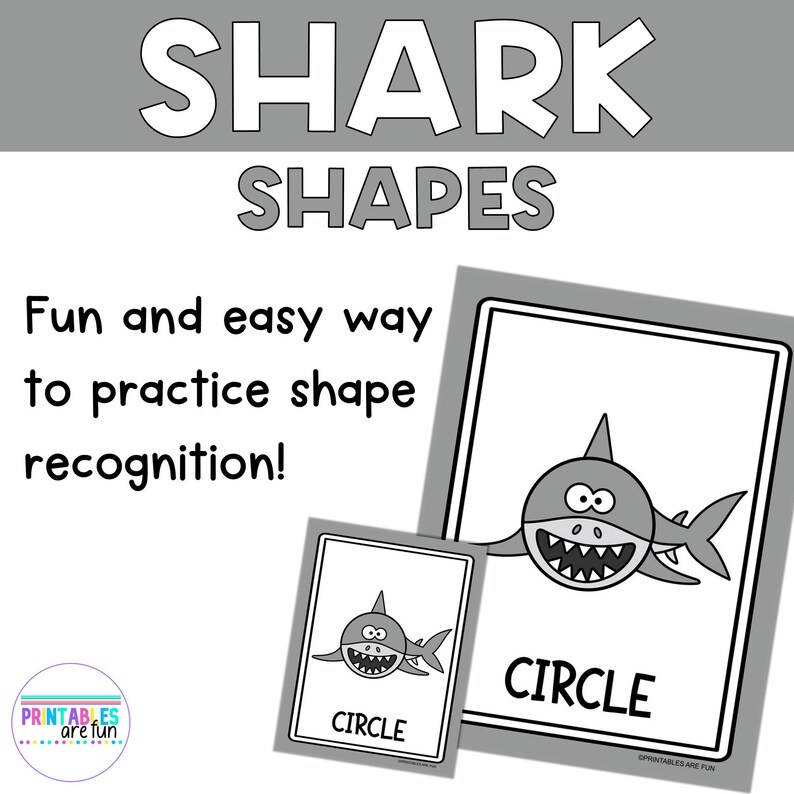 Shark 2D Shape Posters and Flash Cards | Printable Math Activity for ...