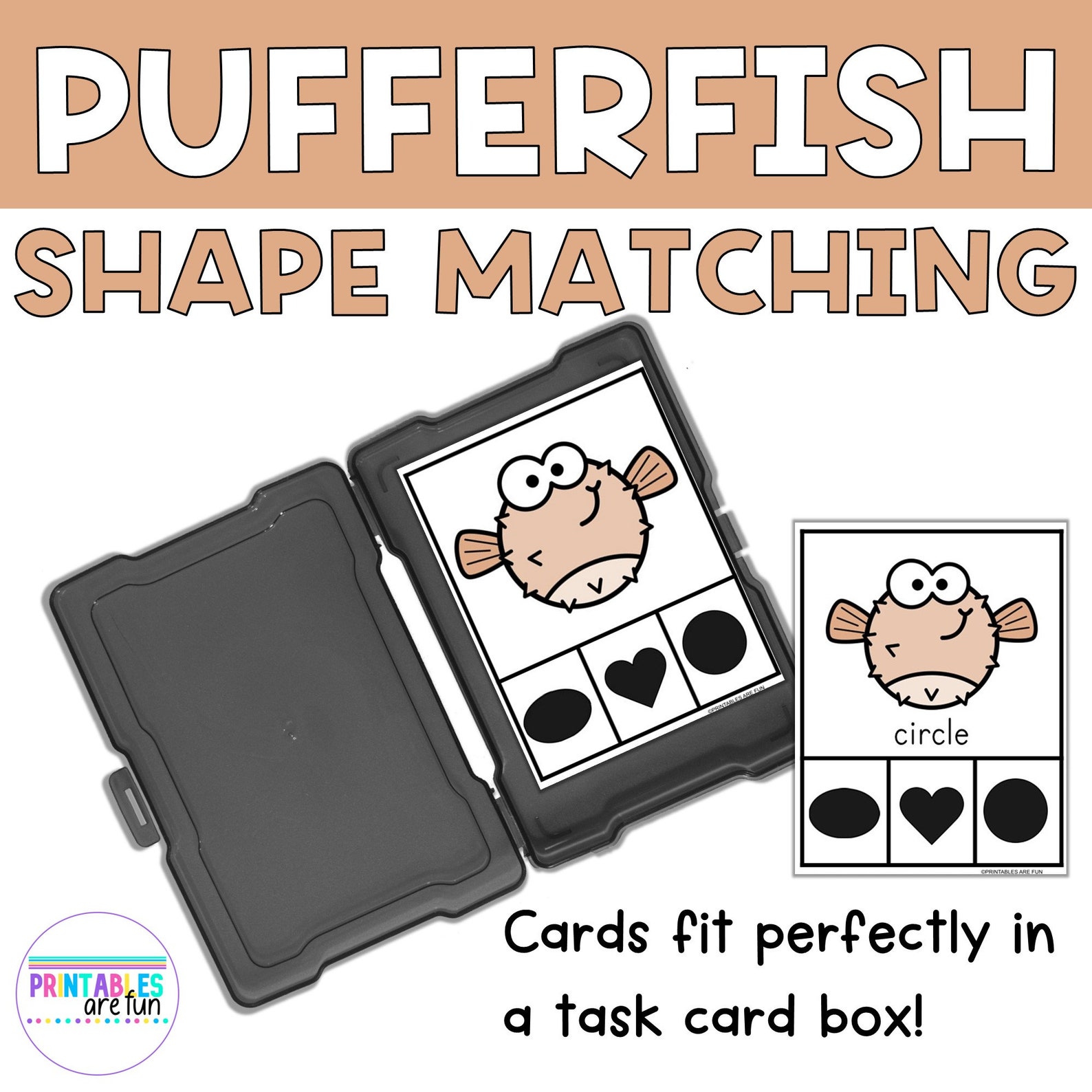 Pufferfish 2D Shape Matching Clip Cards | Printable Math Activity for ...