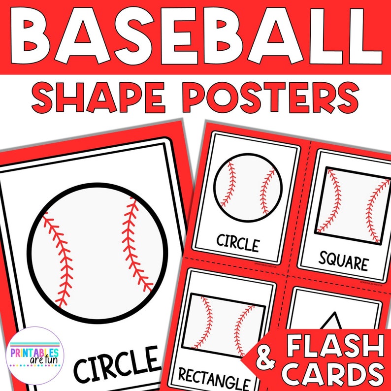 Baseball 2D Shape Posters and Flash Cards | Printable Math Activity for ...