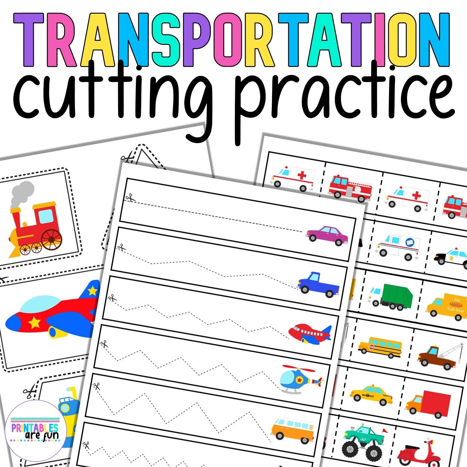 Transportation Cutting Practice, Cutting Strips, Scissor Cutting ...