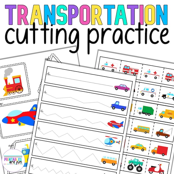 Transportation Cutting Practice Cutting Strips Scissor - Etsy