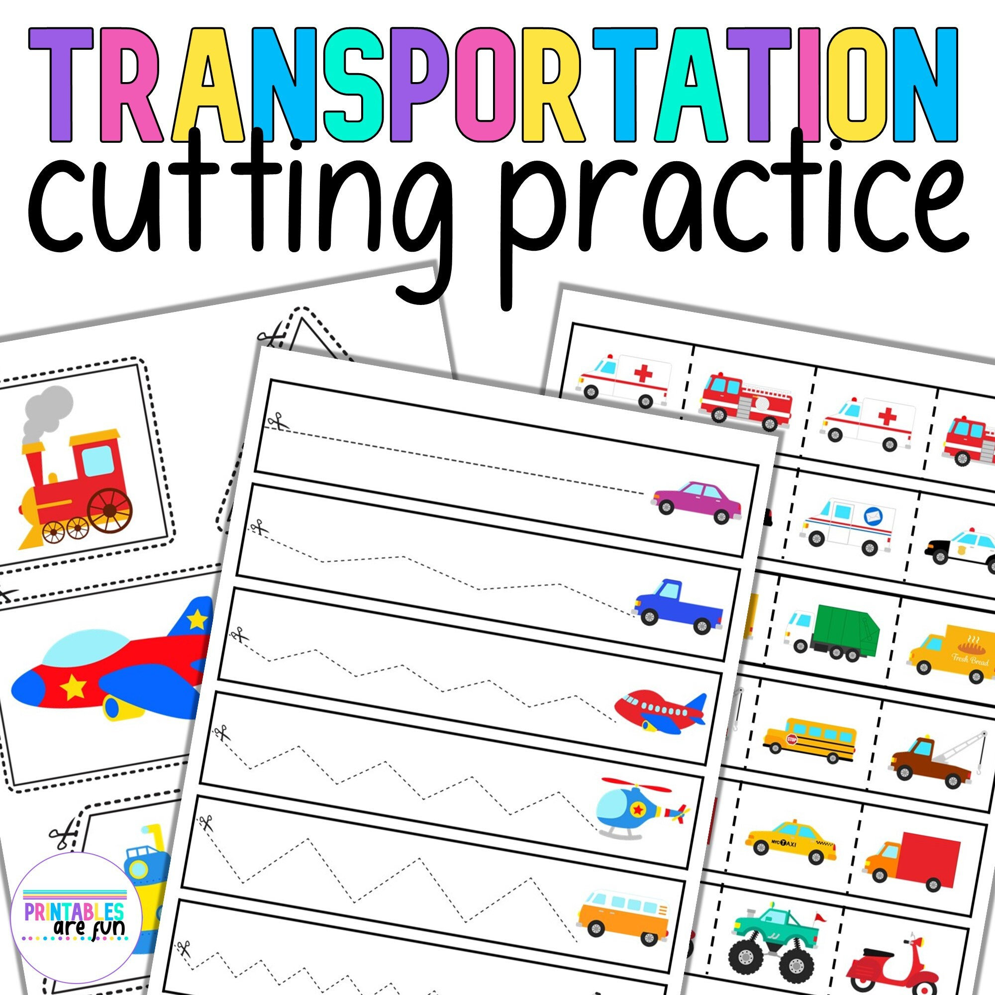 Transportation Cutting Practice, Cutting Strips, Scissor Cutting ...