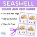 Summer Seashell Count and Clip Cards 1-10 | Math Task Cards | Printable ...