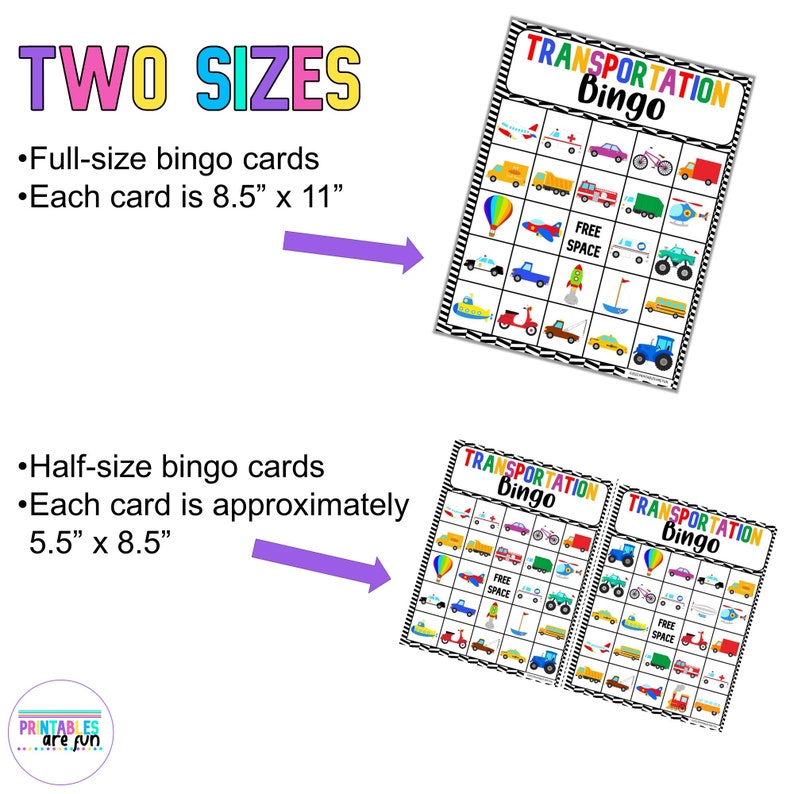 Transportation Bingo Game for Kids Printable Games Picture - Etsy