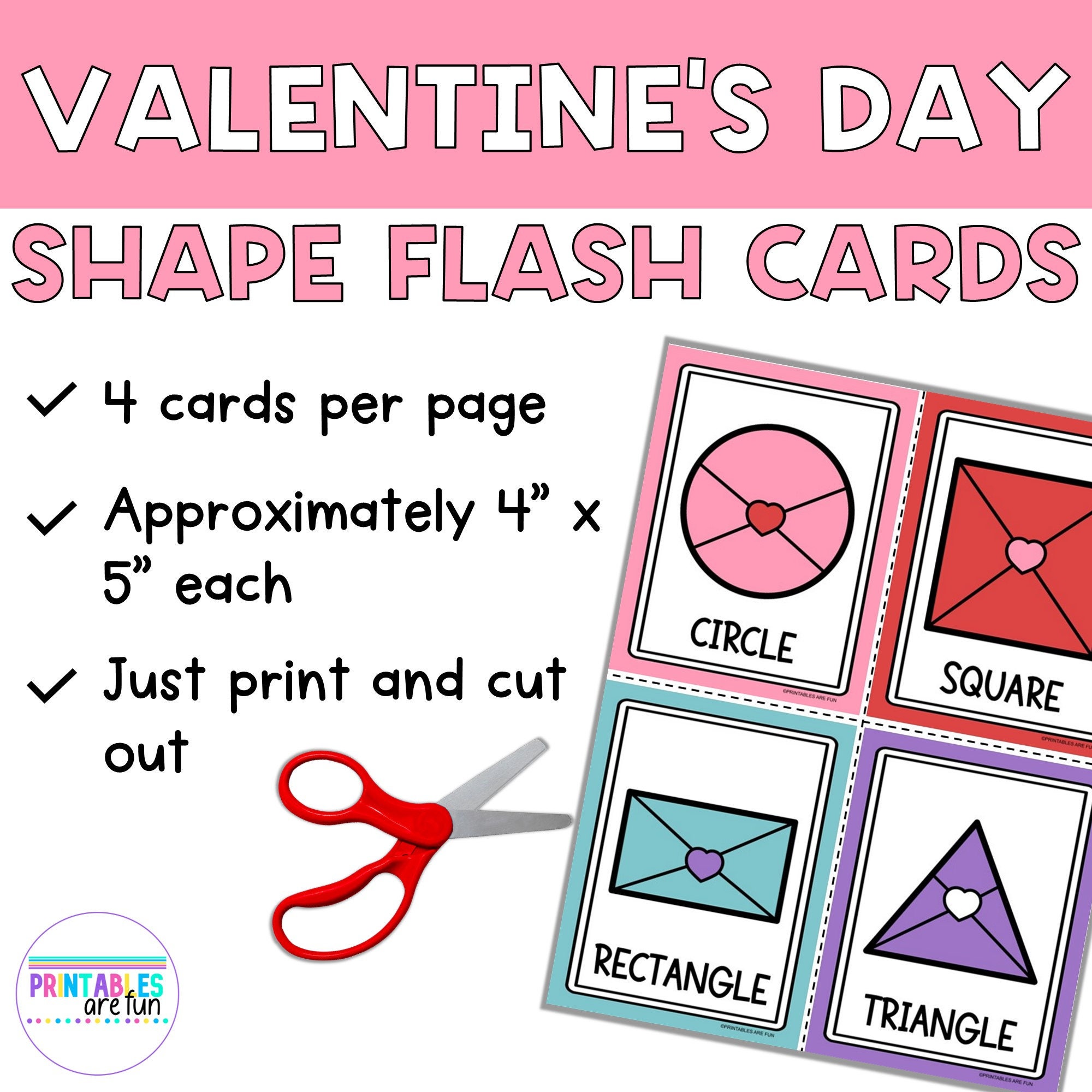 Valentine's Day 2D Shape Posters and Flash Cards Printable Math ...