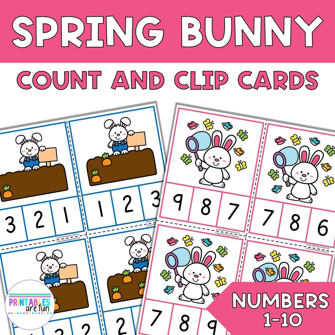 Spring Easter Bunny Count and Clip Cards 1-10 | Math Task Cards ...