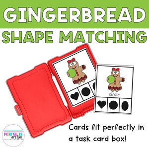 Gingerbread Holiday 2D Shape Matching Clip Cards | Printable Math ...