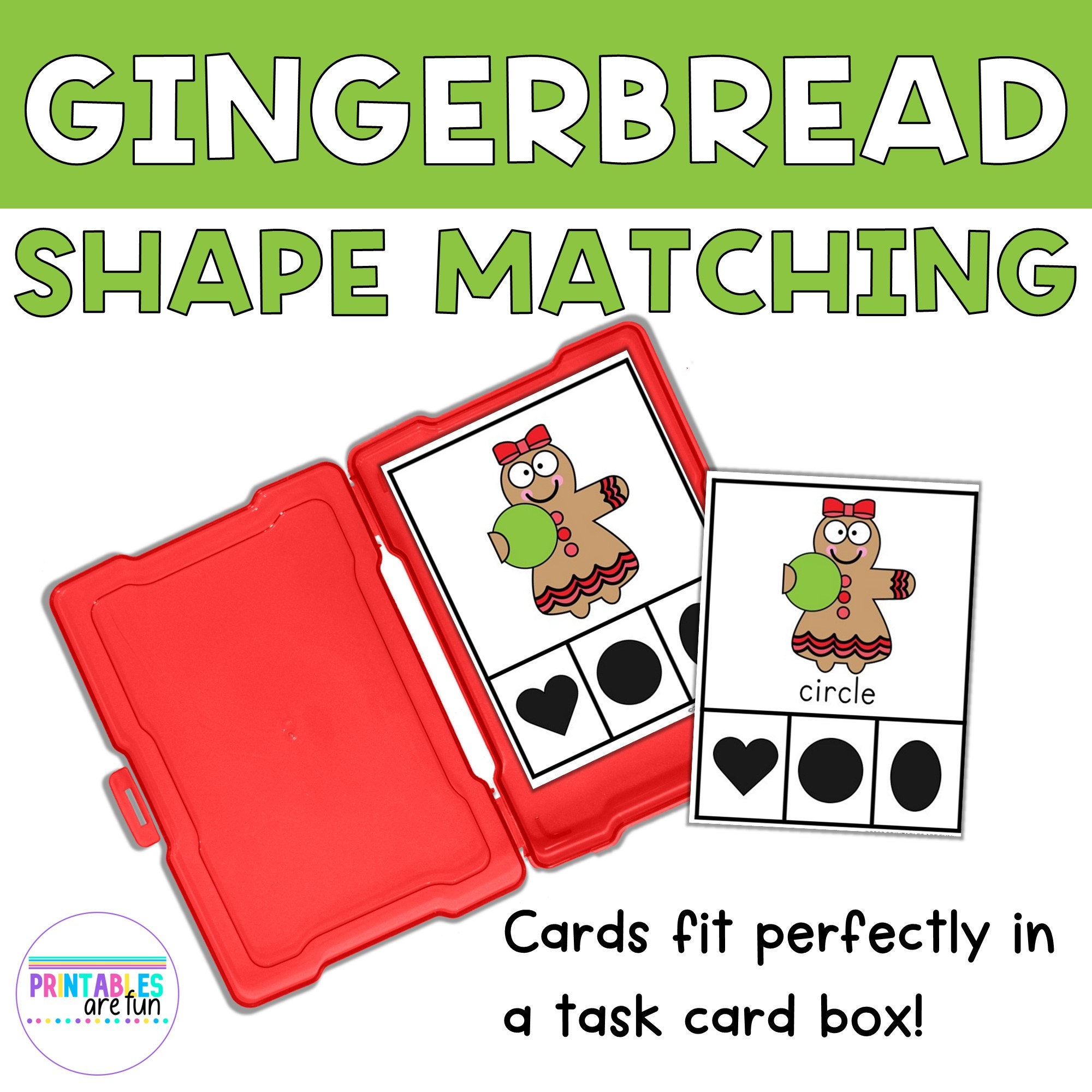 Gingerbread Holiday 2D Shape Matching Clip Cards | Printable Math ...