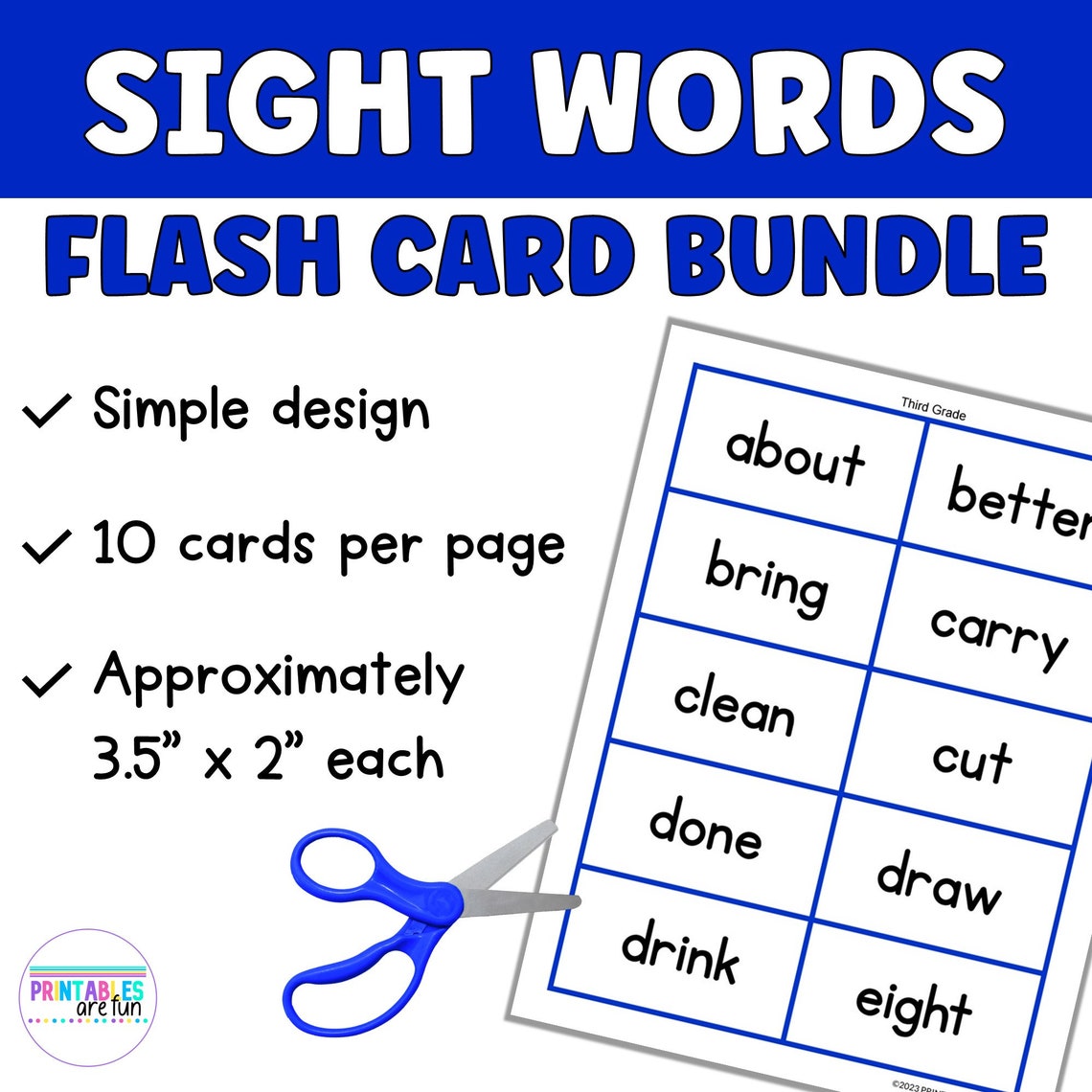 Sight Word Flash Cards, Kindergarten to 3rd Grade Sight Words, High ...