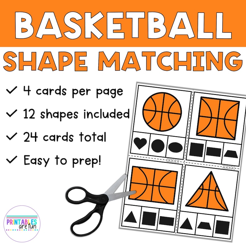 Basketball 2D Shape Matching Clip Cards | Math Task Cards | Printable ...