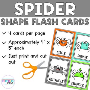 Spider 2D Shape Posters and Flash Cards | Printable Math Activity for ...