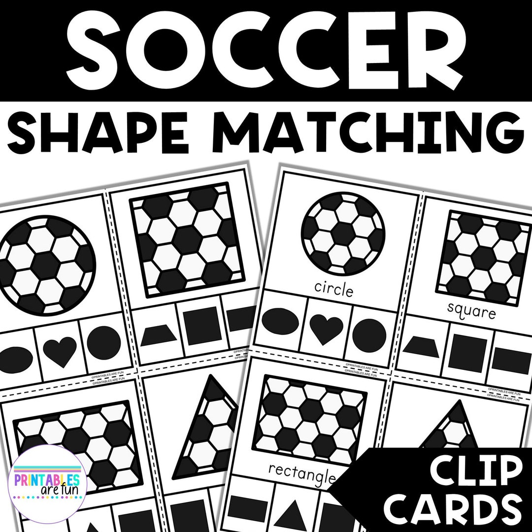 Soccer 2D Shape Matching Clip Cards | Printable Math Activity for ...
