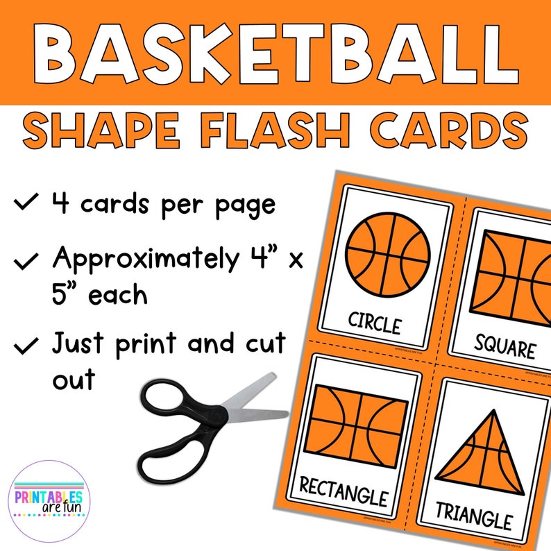 Basketball 2D Shape Posters and Flash Cards | Printable Math Activity ...