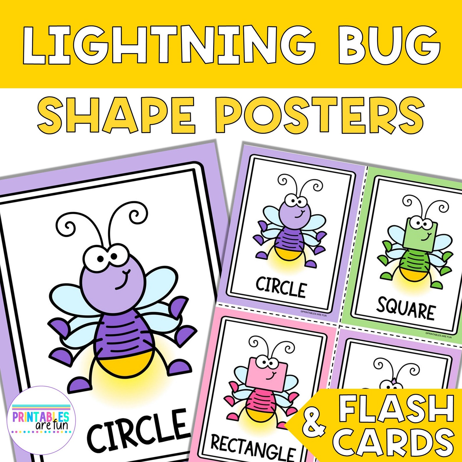 Lightning Bug 2D Shape Posters and Flash Cards | Printable Math ...
