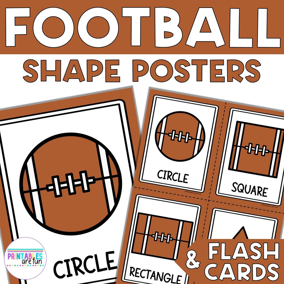 Football 2D Shape Posters and Flash Cards | Printable Math Activity for ...
